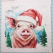 Festive Holiday Pig 100% Cotton Fabric Panel Square Small Quilting ...