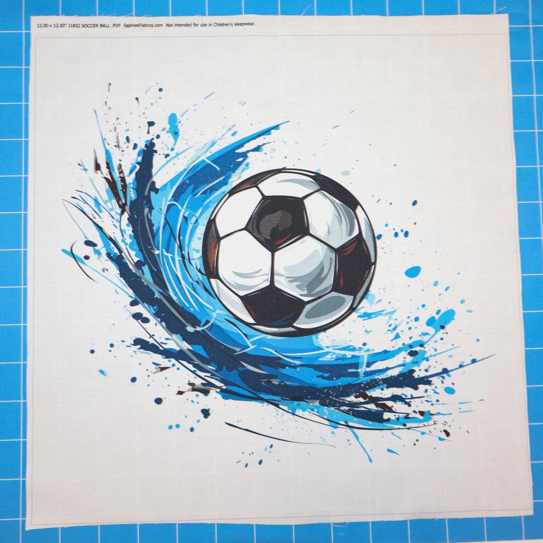 Soccer Ball 100% Cotton Fabric Panel Block | Small Quilting Sewing ...
