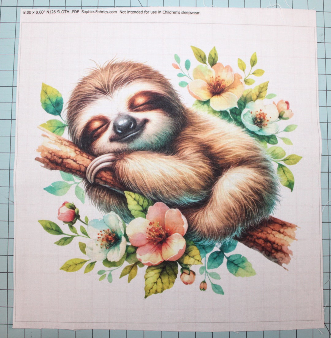 Sloth 100% Cotton Fabric Panel Square Small Sewing Quilting Block - Etsy