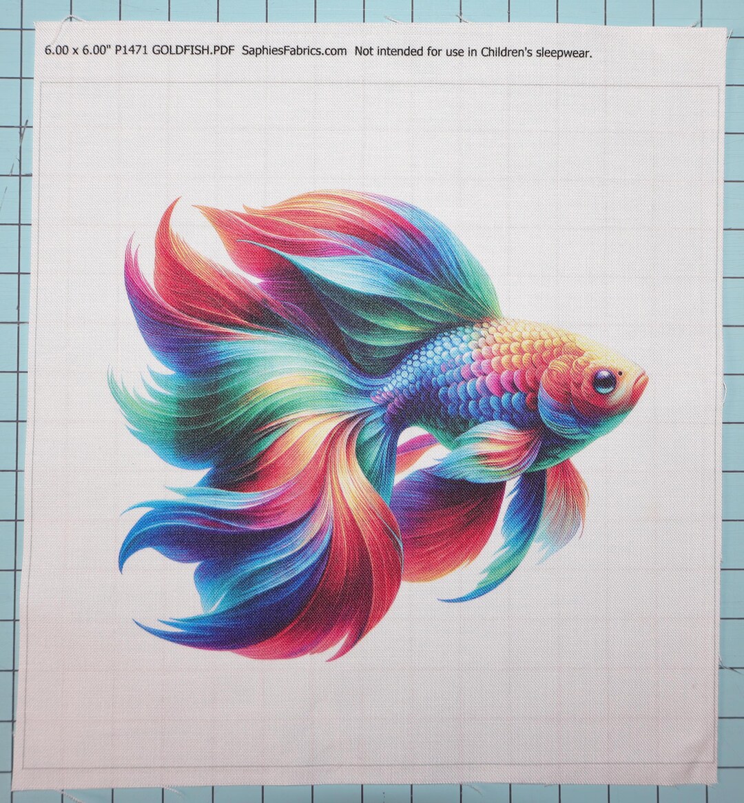 Colorful Goldfish 100% Cotton Fabric Panel Block | Small Quilting ...