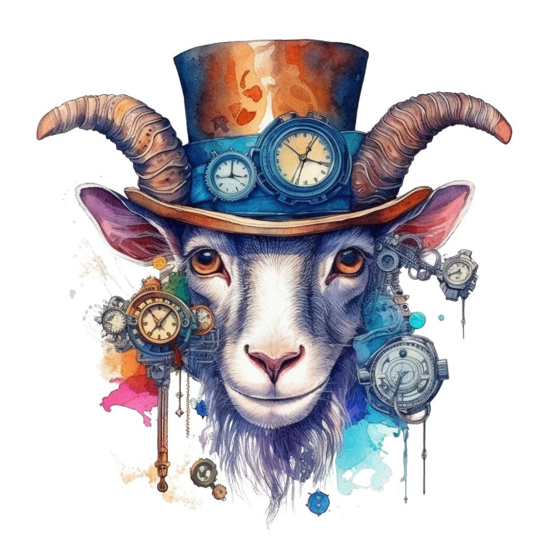 Steampunk Goat 100% Cotton Small Fabric Panel Square - Etsy