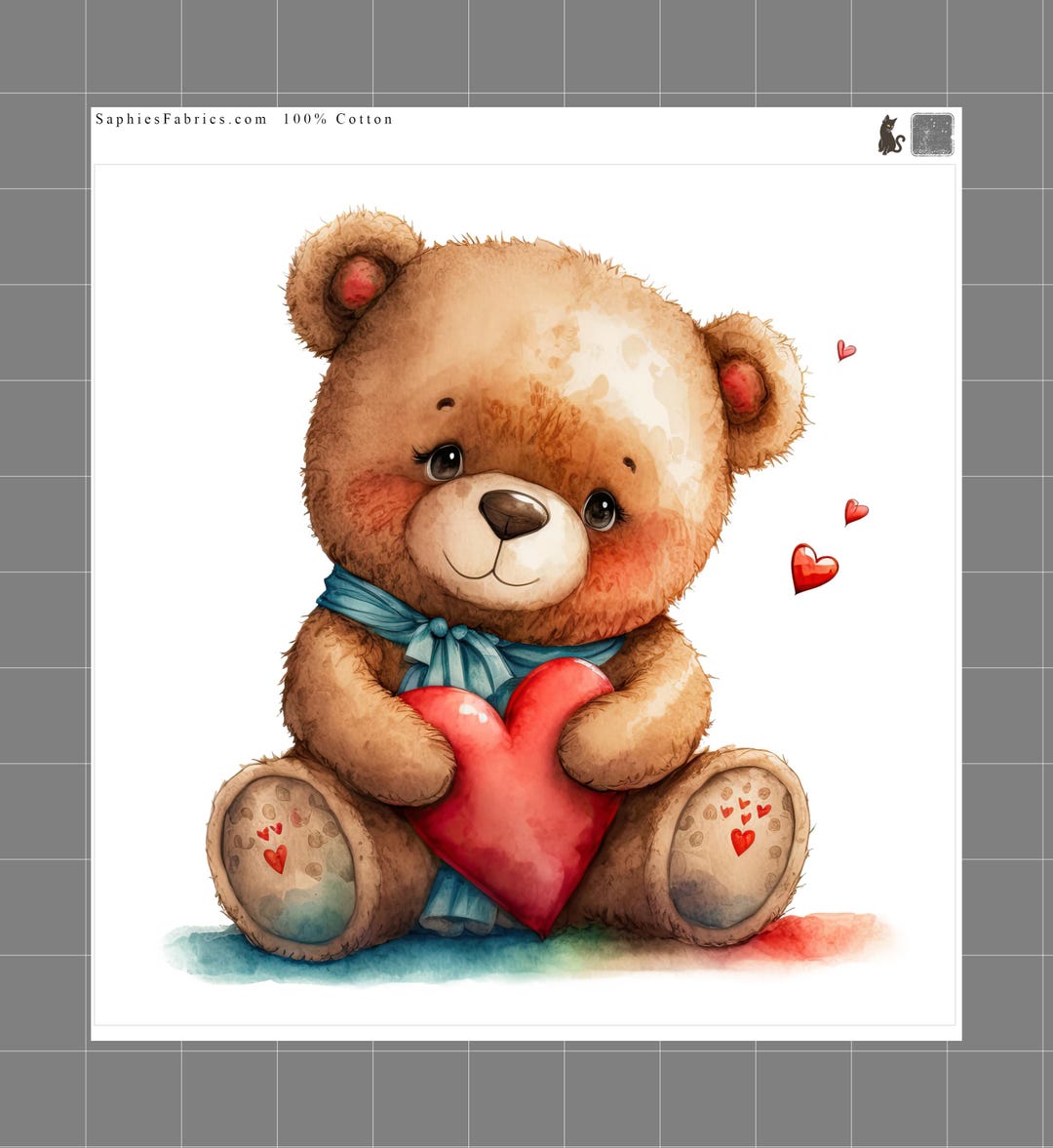 Teddy Bear 100% Cotton Fabric Panel Block | Small Quilting Sewing ...