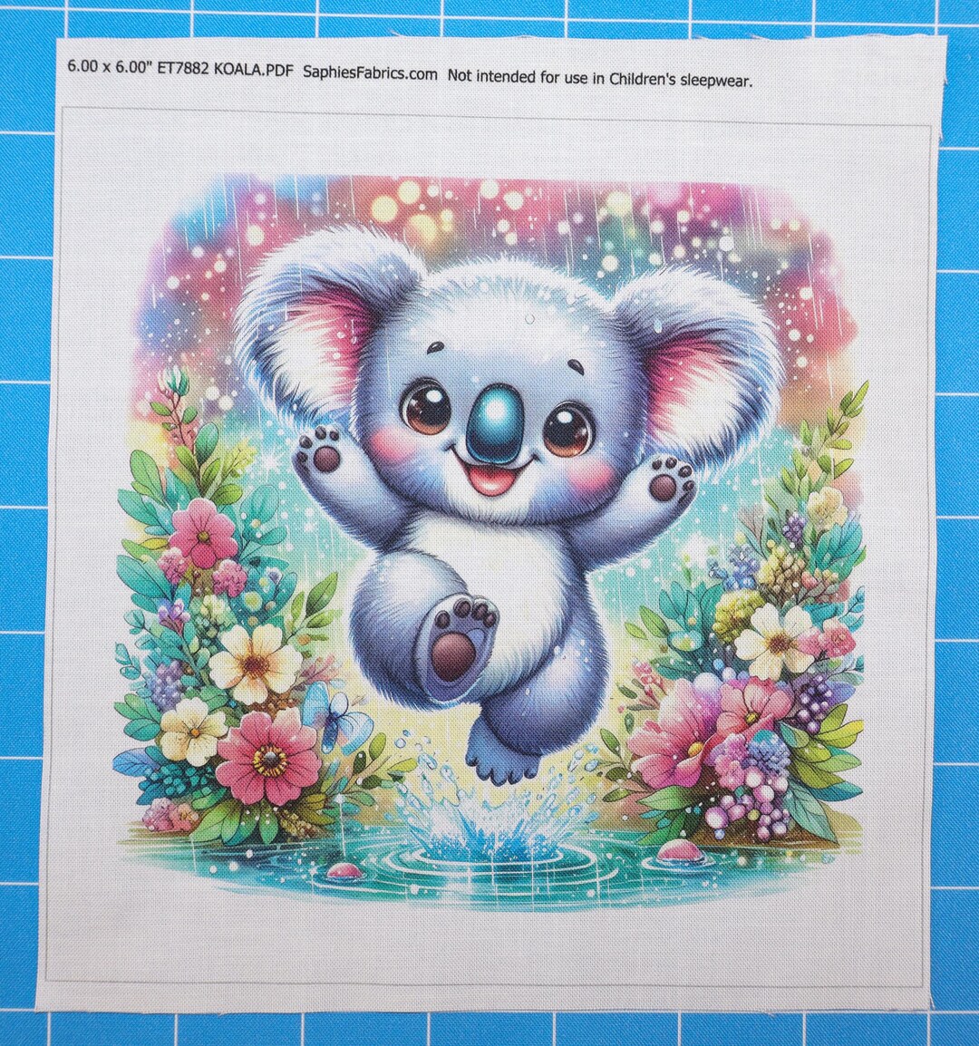 Koala Bear 100% Cotton Fabric Panel Block | Small Sewing Quilting ...