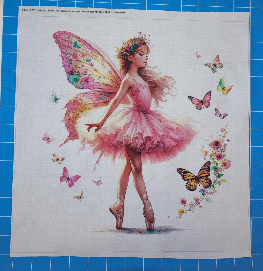 Ballerina Fairy 100% Cotton Fabric Panel Block | Small Sewing Quilting ...