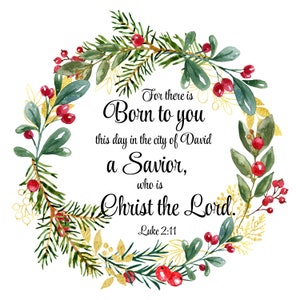 Luke 2:11 Scripture 100% Cotton Fabric Panel Block | Small Sewing ...