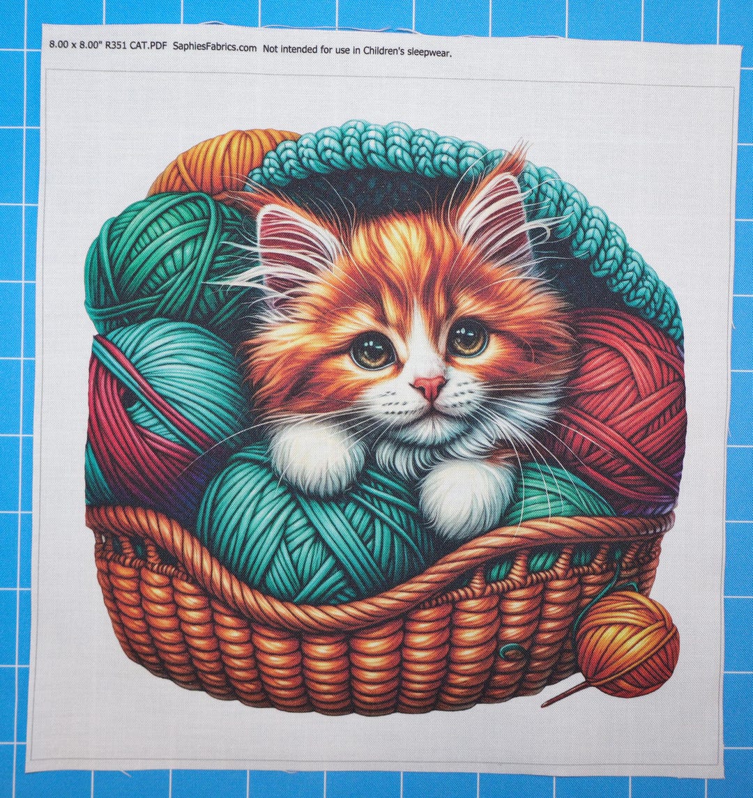Kitten & Yarn 100% Cotton Fabric Panel Block | Small Quilting Sewing ...