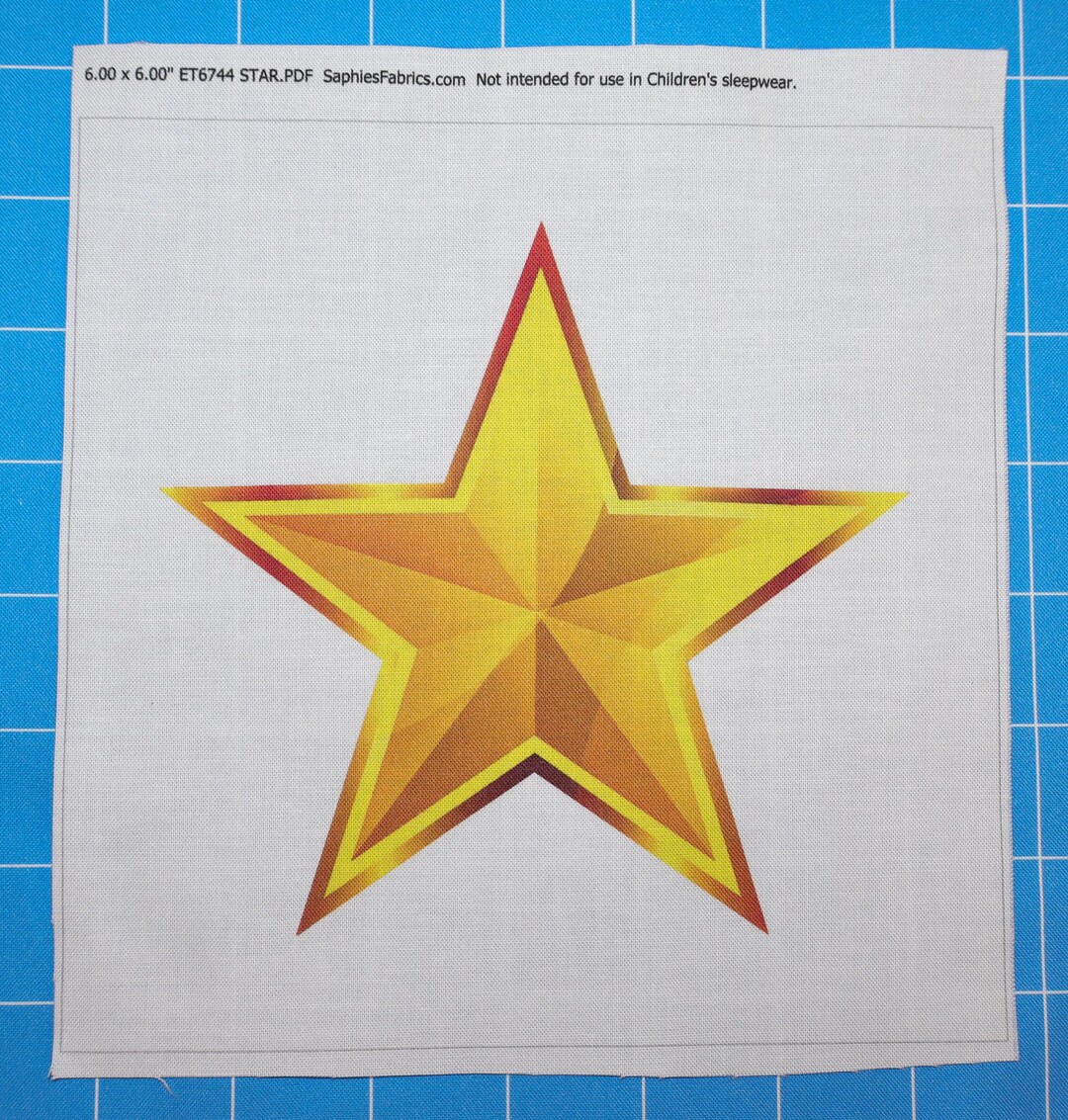 Gold Star 100% Cotton Fabric Panel Block | Small Quilting Sewing Square ...