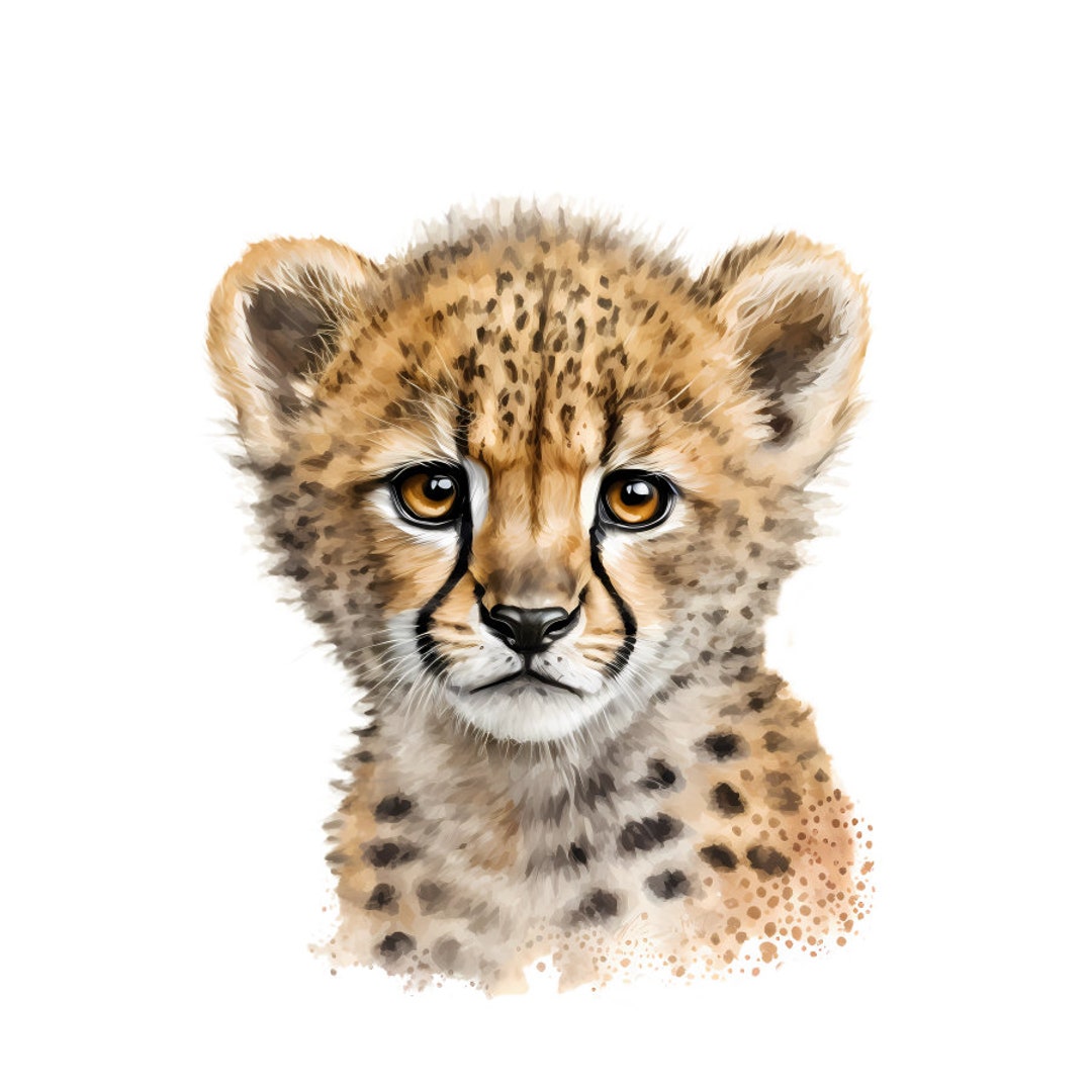 Cheetah Cub 100% Cotton Fabric Panel Square Small Quilting - Etsy