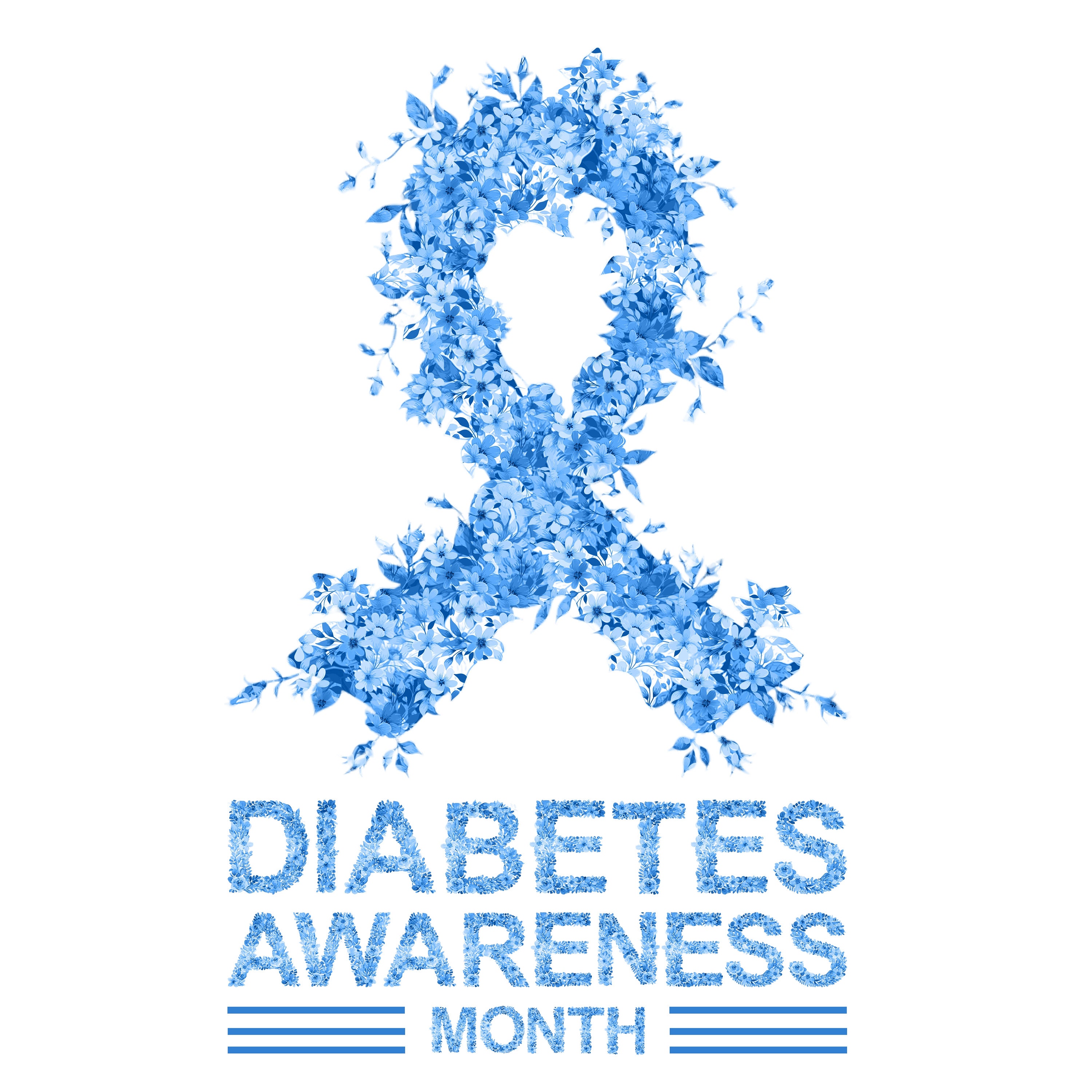 Diabetes Awareness Month Ribbon 100% Cotton Fabric Panel Square Small ...