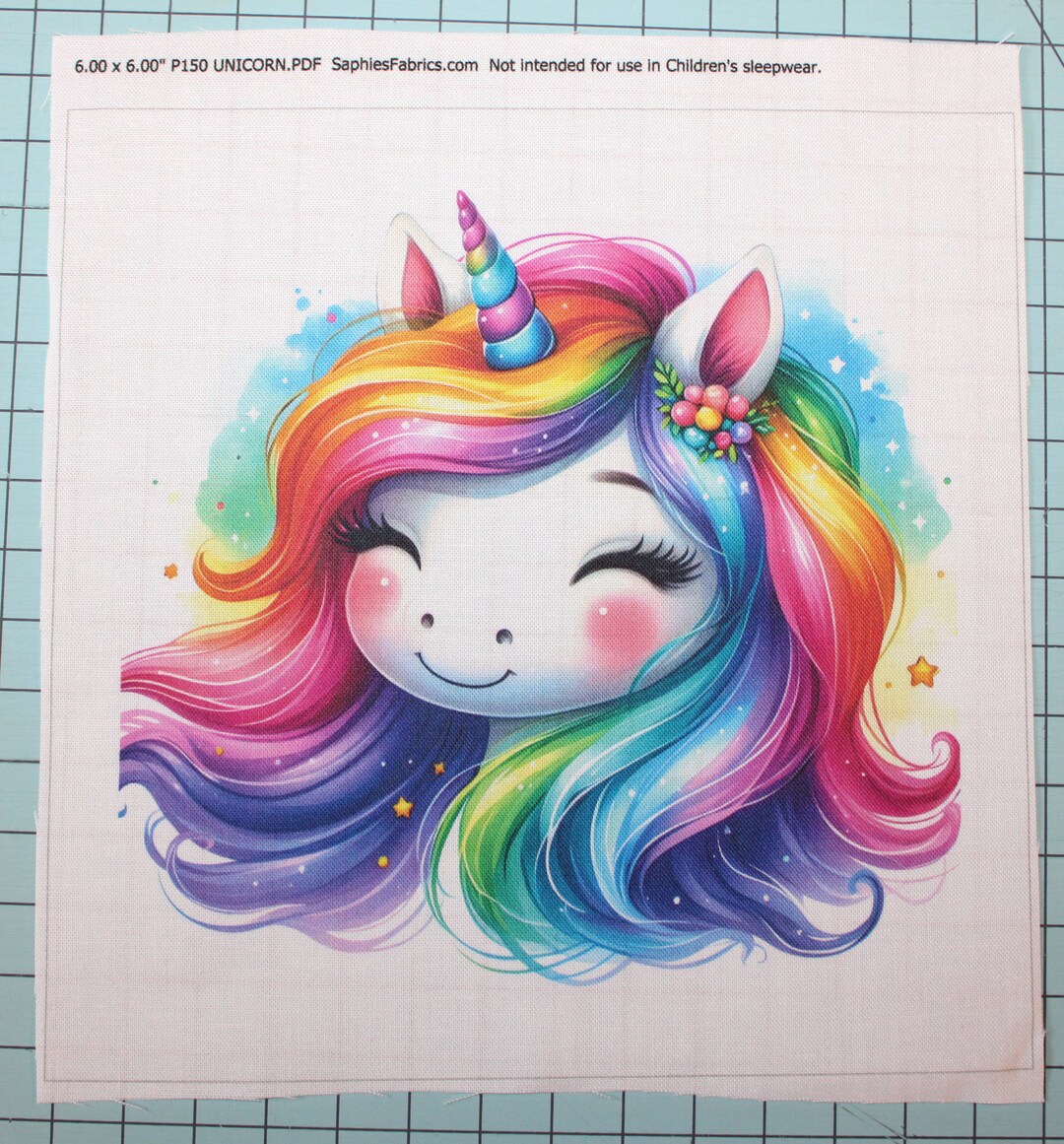 Unicorn 100% Cotton Fabric Panel Square Small Sewing Quilting Block ...
