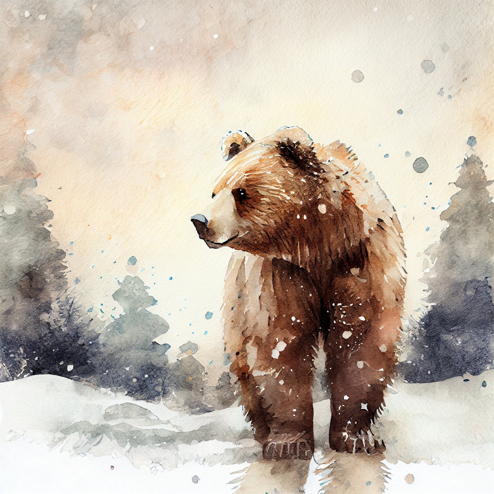 Bear Winter 100% Cotton Fabric Panel Square Small Quilting - Etsy