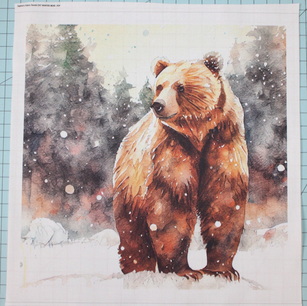 Bear Winter 100% Cotton Fabric Panel Square Small Sewing Panel E47 - Etsy