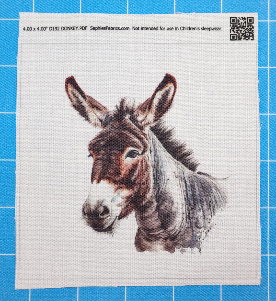 Donkey 100% Cotton Fabric Panel Block | Small Sewing Quilting Square ...
