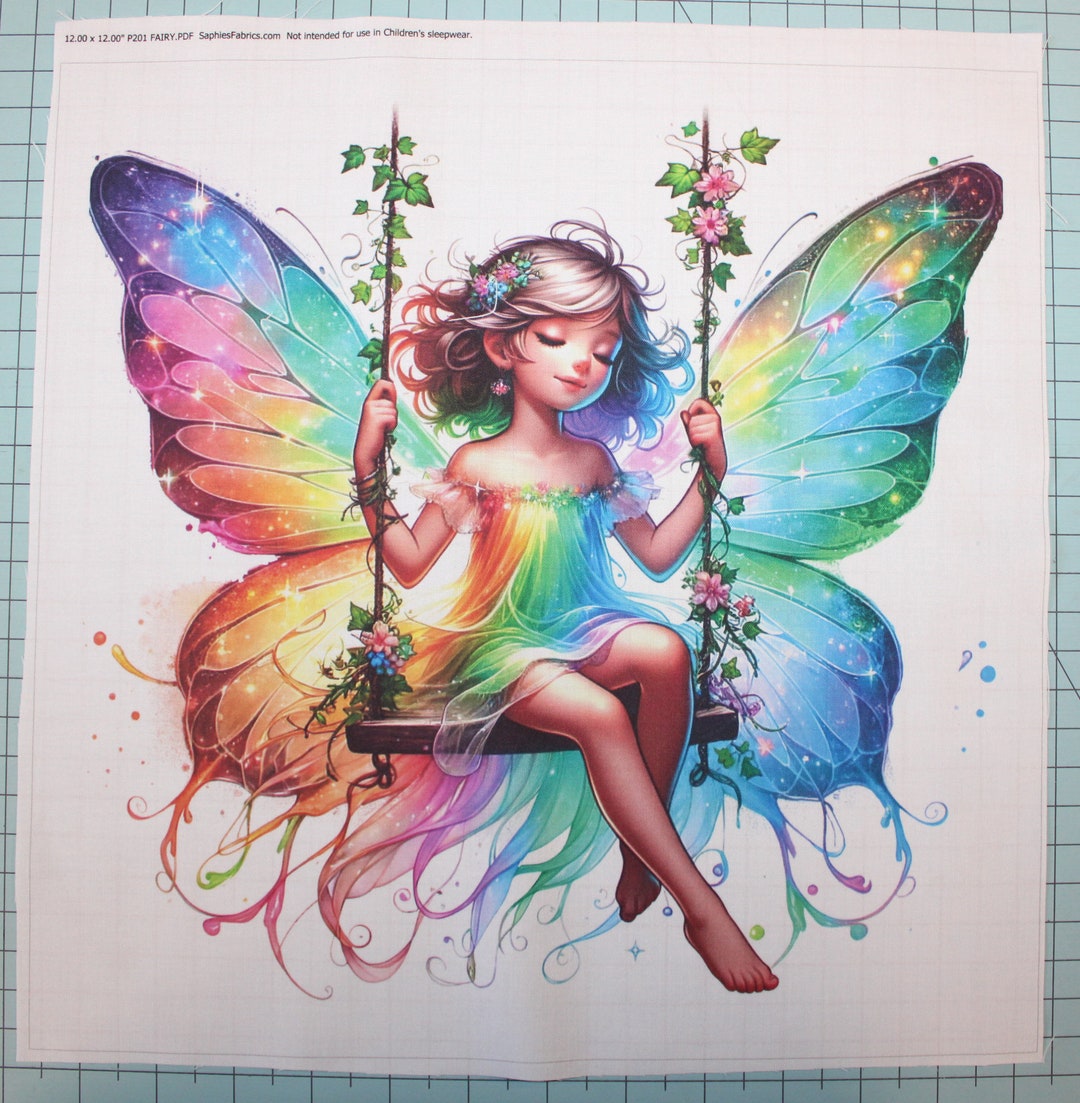 Fairy 100% Cotton Fabric Panel Square Small Sewing Quilting Block P201 ...