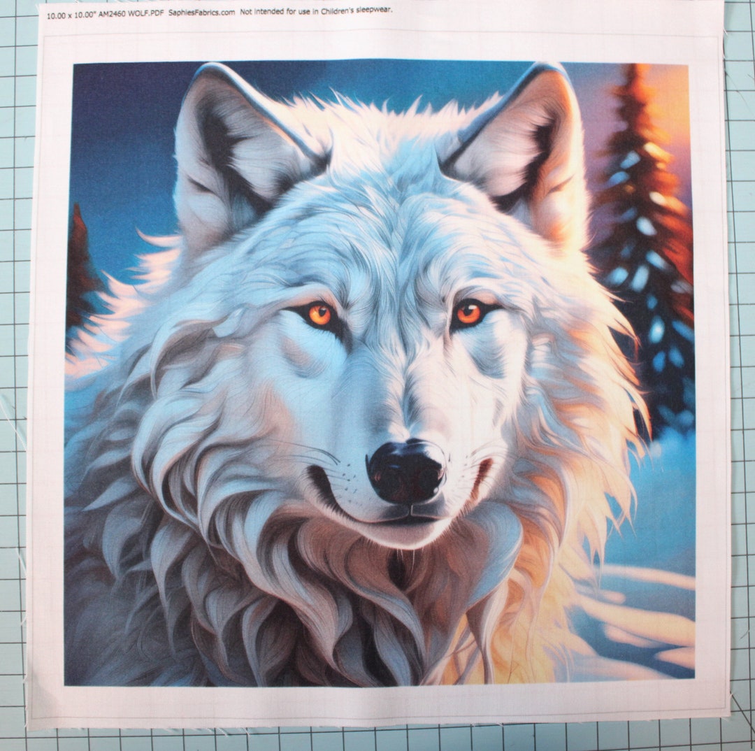 Fantasy Wolf 100% Cotton Fabric Panel Block | Small Sewing Quilting ...