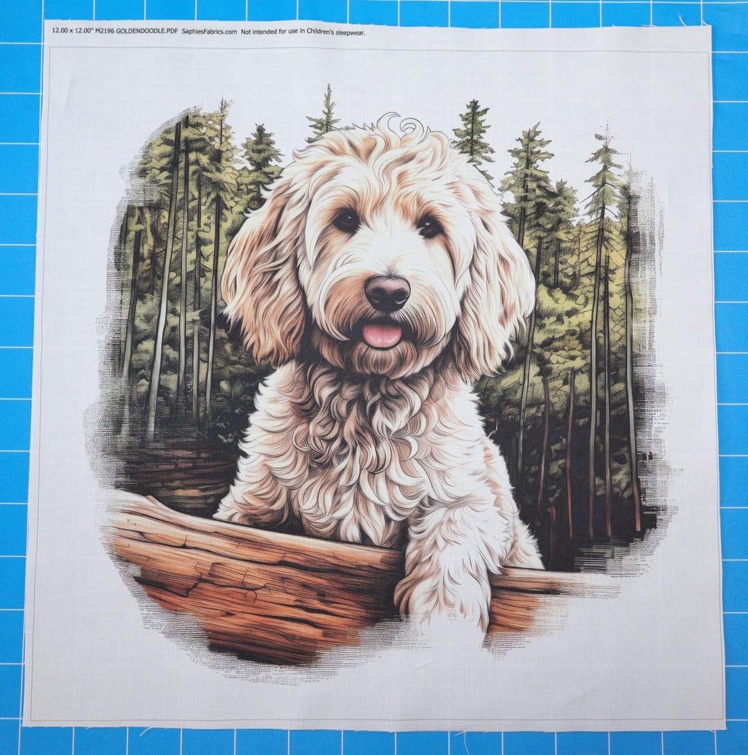 Goldendoodle Dog 100% Cotton Fabric Panel Block | Small Sewing Quilting ...