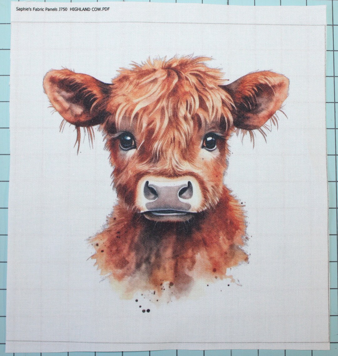 Highland Cow 100% Cotton Fabric Panel Square Small Quilting Sewing ...