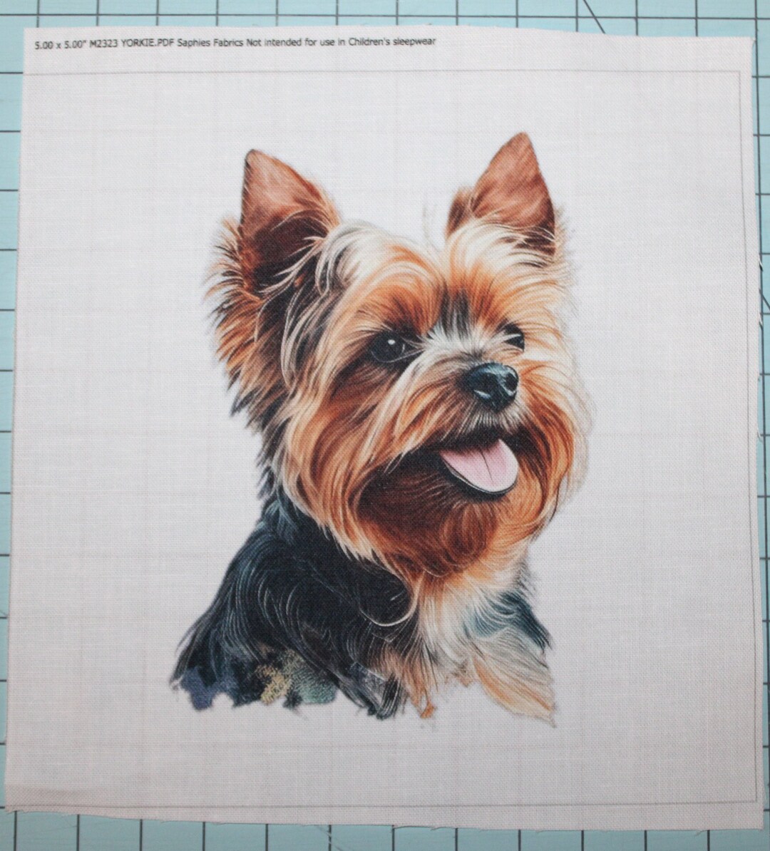 Yorkie Yorkshire Pup 100% Cotton Fabric Panel Square Small Quilting ...