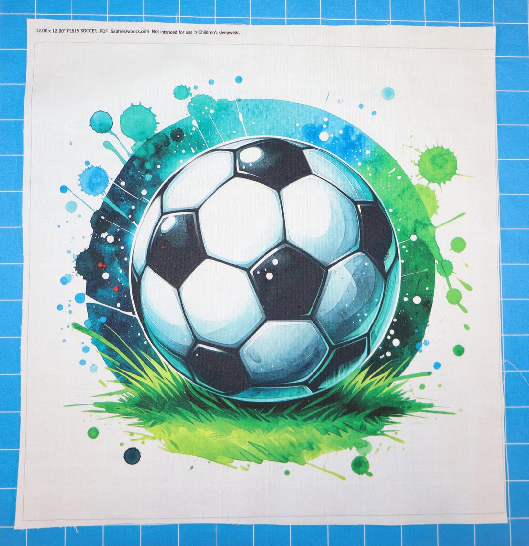 Soccer Ball 100% Cotton Fabric Panel Block | Small Sewing Quilting ...