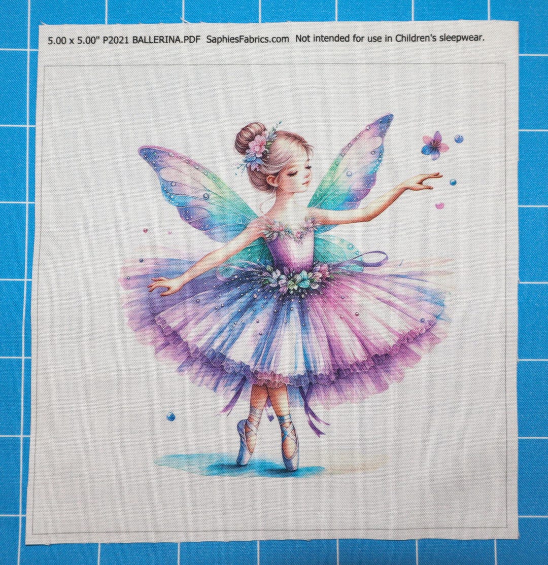 Ballerina Fairy 100% Cotton Fabric Panel Block | Small Sewing Quilting ...