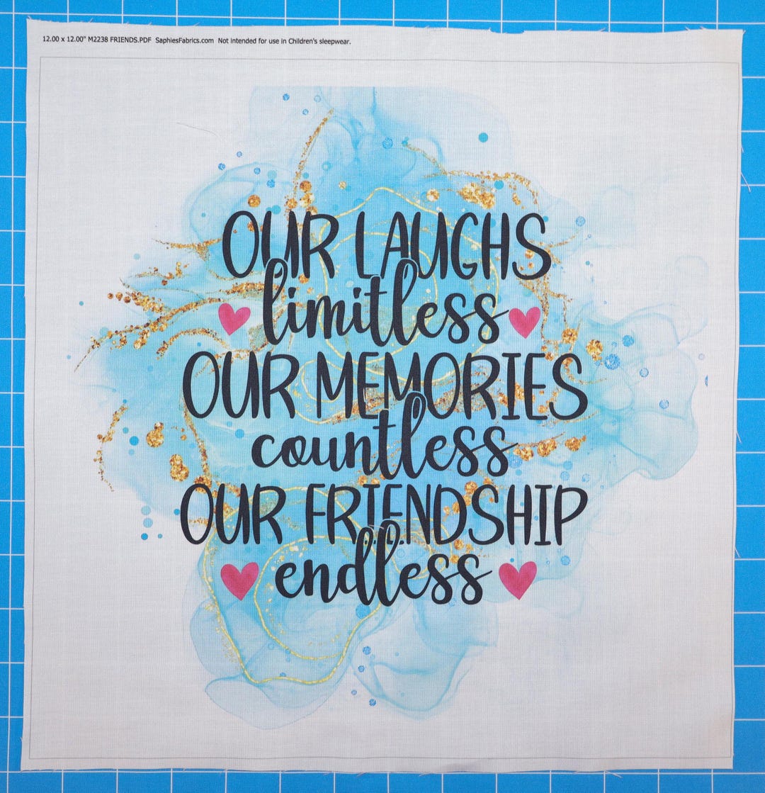 Besties Best Friends 100% Cotton Fabric Panel Block | Small Sewing ...