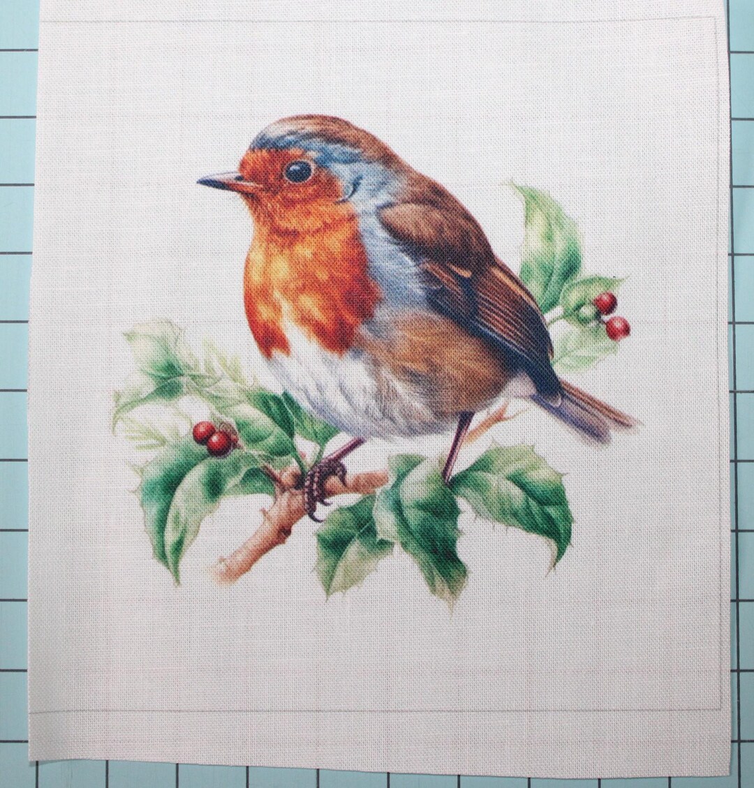 Winter Robin 100% Cotton Fabric Panel Block Small Sewing Quilting ...