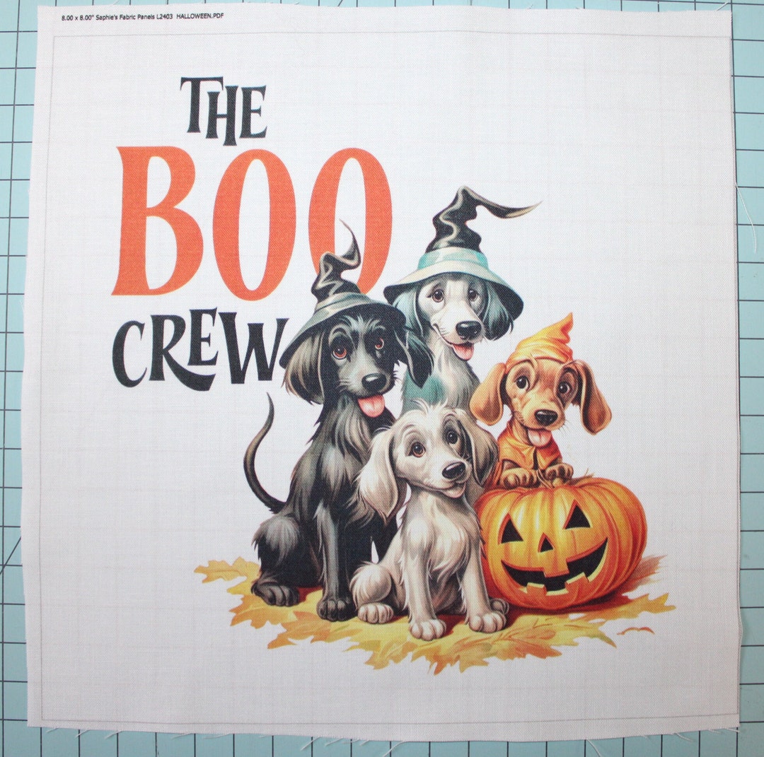 Boo Crew Halloween 100% Cotton Fabric Panel Block Small Quilting Sewing ...