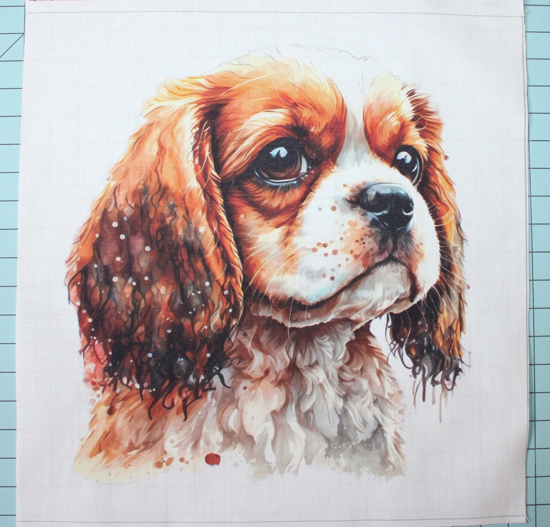 Cocker Spaniel Dog 100% Cotton Fabric Panel Block Small Quilting Sewing ...