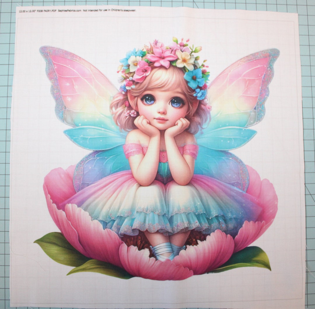 Fairy 100% Cotton Fabric Panel Block | Small Sewing Quilting Square ...