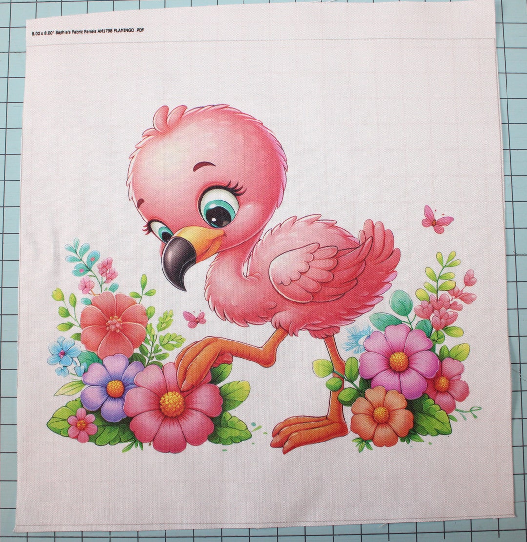 Floral Flamingo 100% Cotton Fabric Panel Square Small Sewing Quilting ...