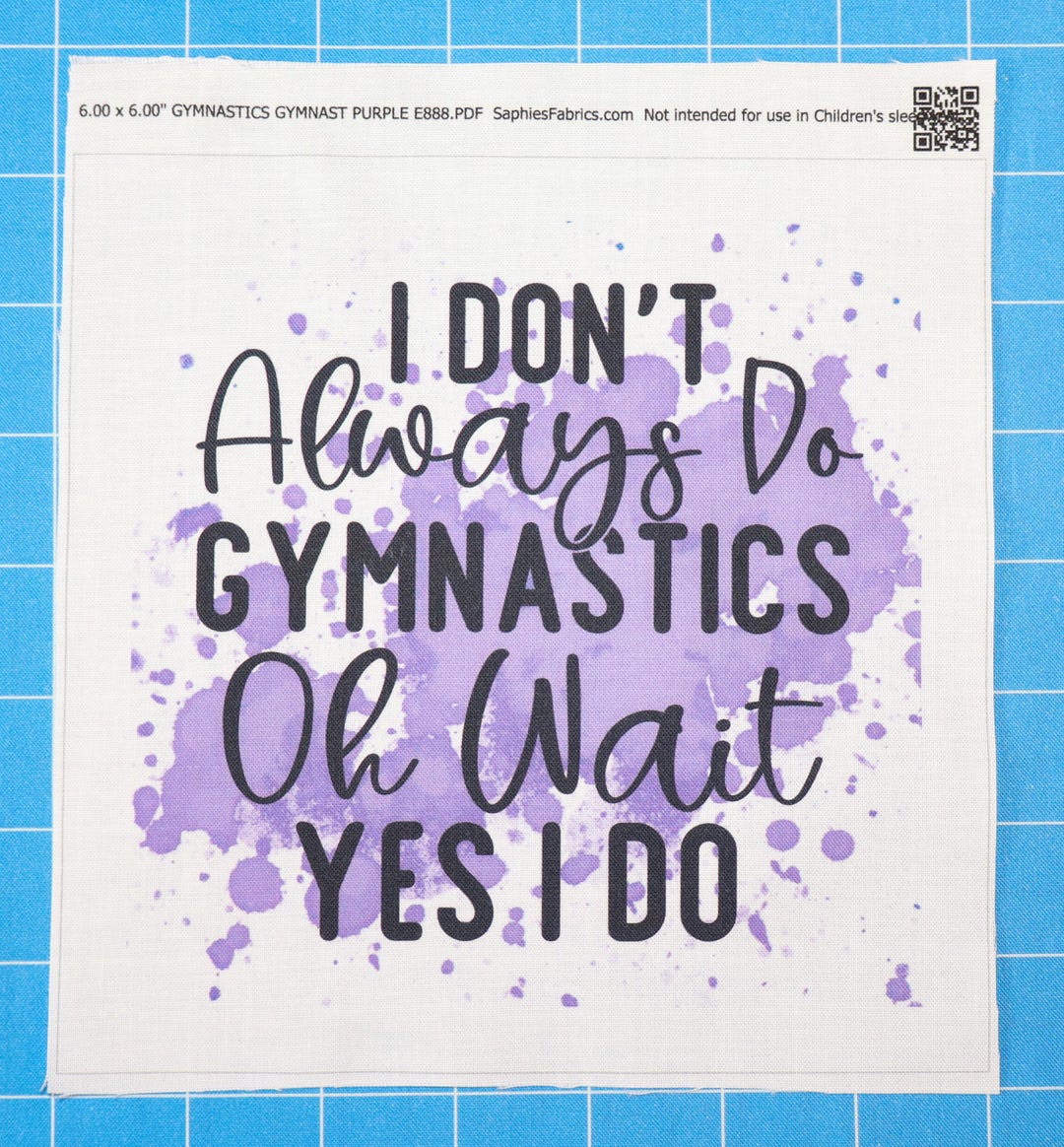 Gymnast Gymnastics 100% Cotton Fabric Panel Block | Small Sewing ...