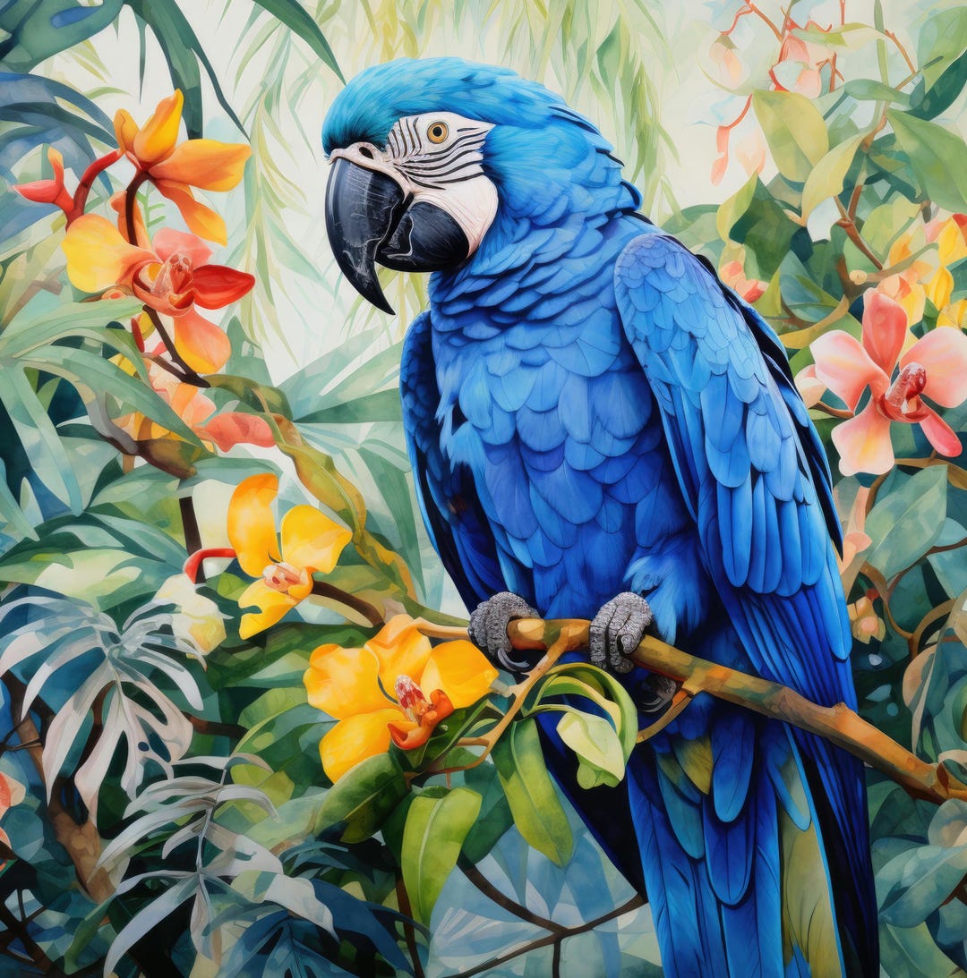 Macaw Bird 100% Cotton Fabric Panel Block | Small Quilting Sewing ...