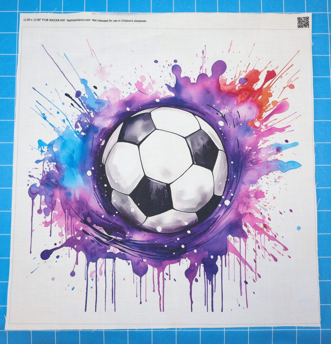 Soccer Ball 100% Cotton Fabric Panel Block | Small Sewing Quilting ...