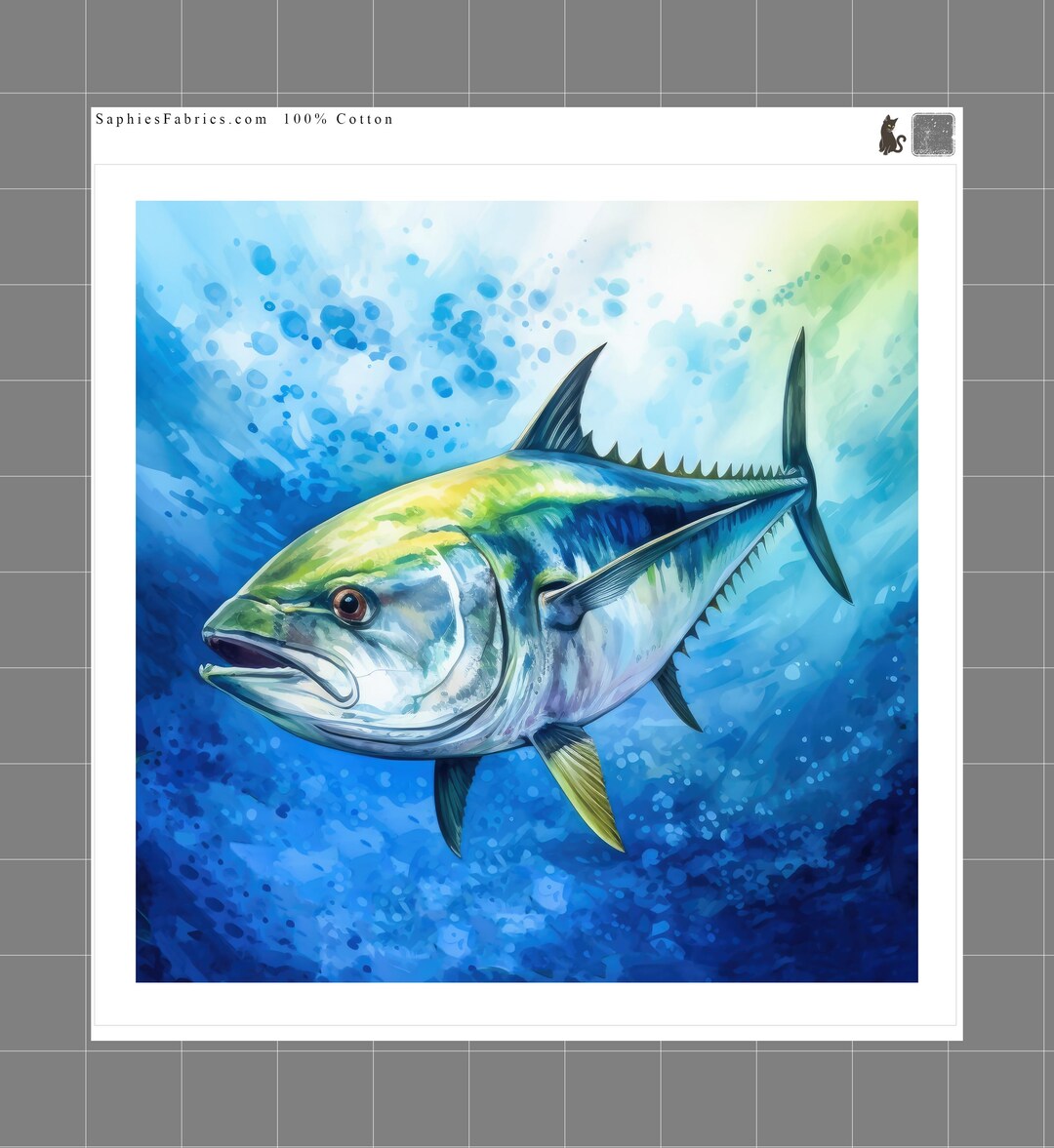 Tuna Fish 100% Cotton Fabric Panel Block Quilt Square Q9007 - Etsy