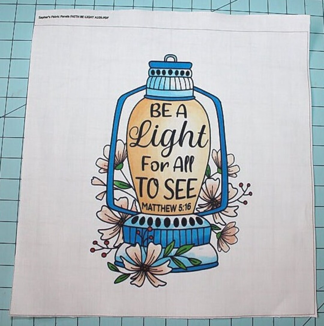 Bible Verse Be A Light Religion Faith 100% Cotton Fabric Panel Square ...