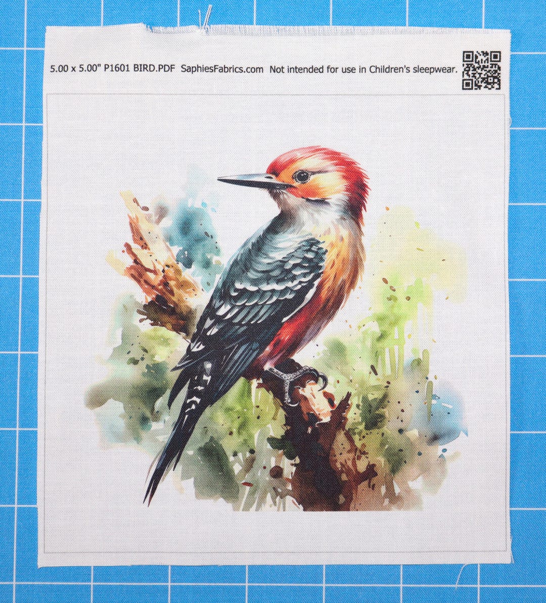Woodpecker 100% Cotton Fabric Panel Block | Small Sewing Quilting ...