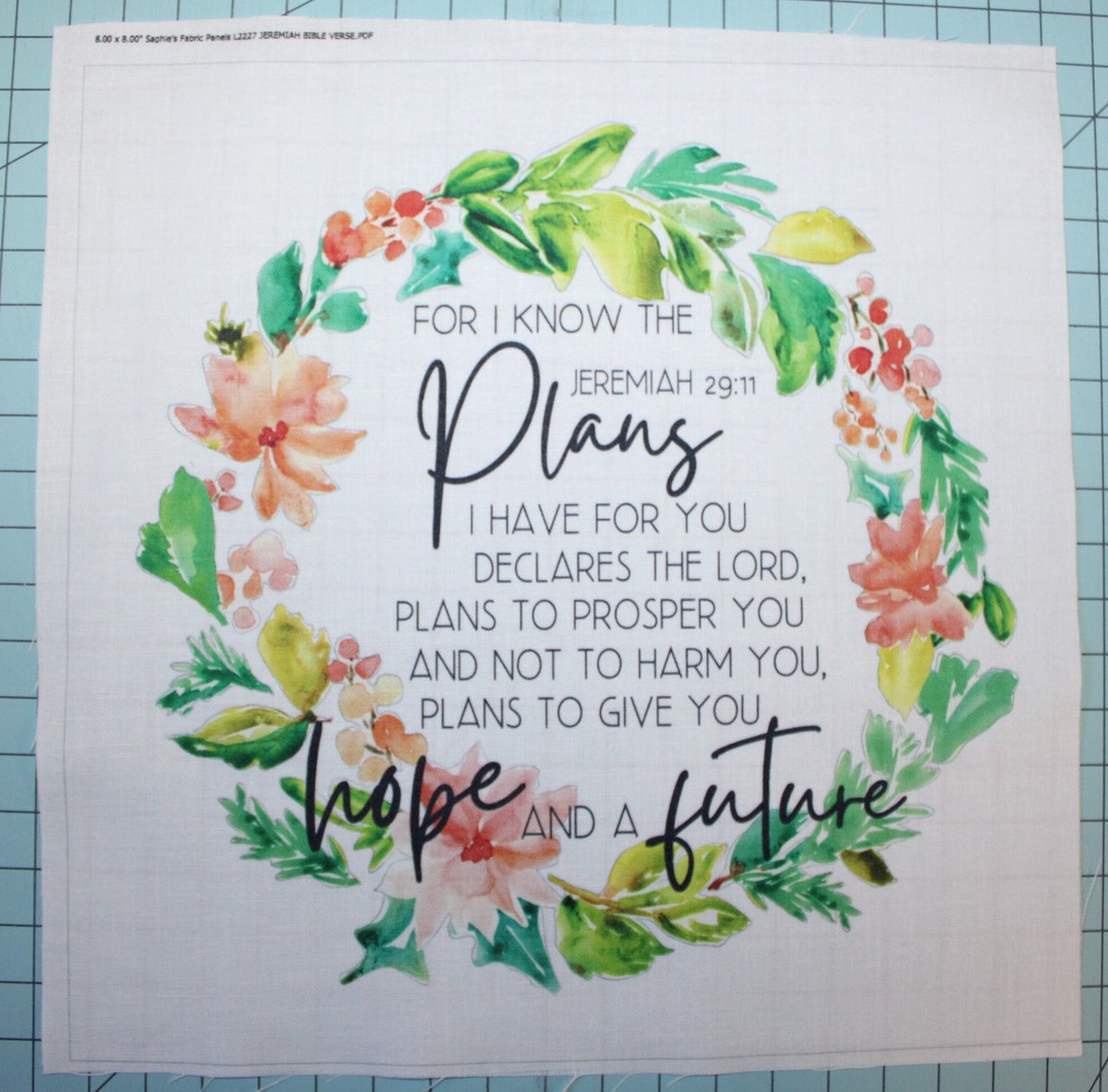 Jeremiah 29:11 Bible Verse 100% Cotton Fabric Panel Square Small ...