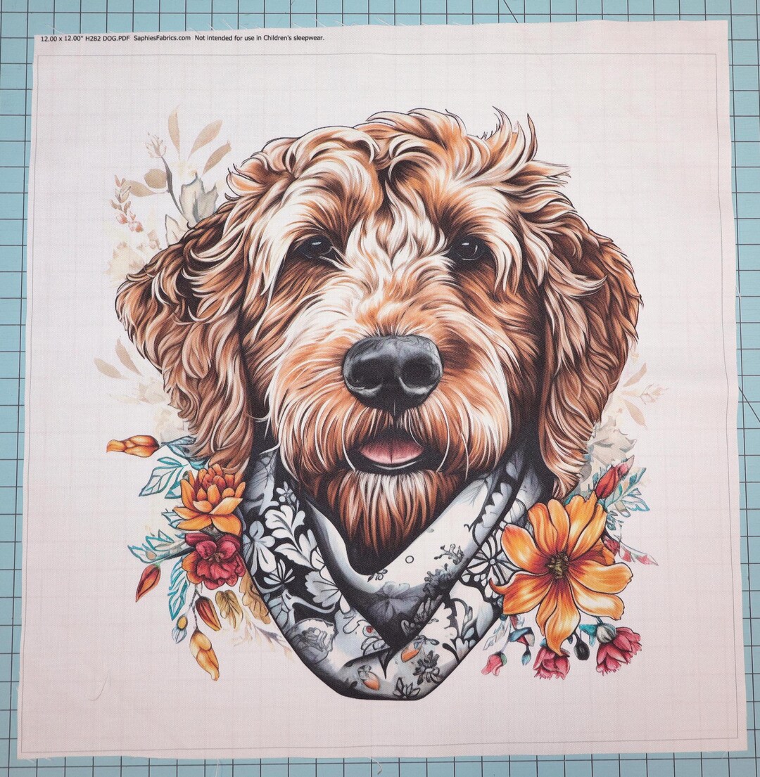 Goldendoodle 100% Cotton Fabric Panel Block | Small Sewing Quilting ...