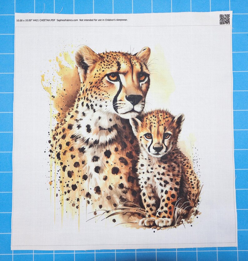 Cheetah & Cub 100% Cotton Fabric Panel Block Quilt Square T671 - Etsy