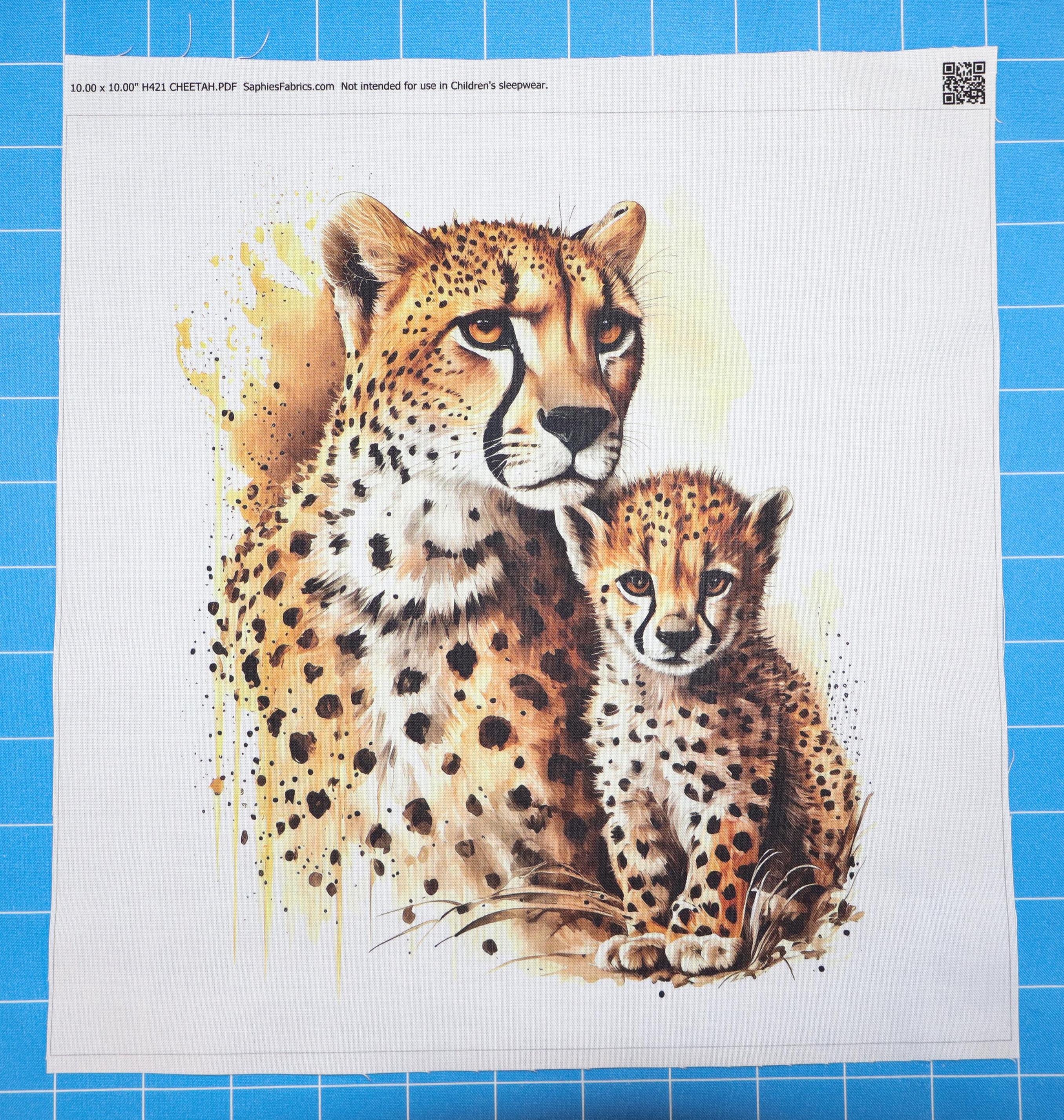 Cheetah & Cub 100% Cotton Fabric Panel Block Quilt Square T671 - Etsy