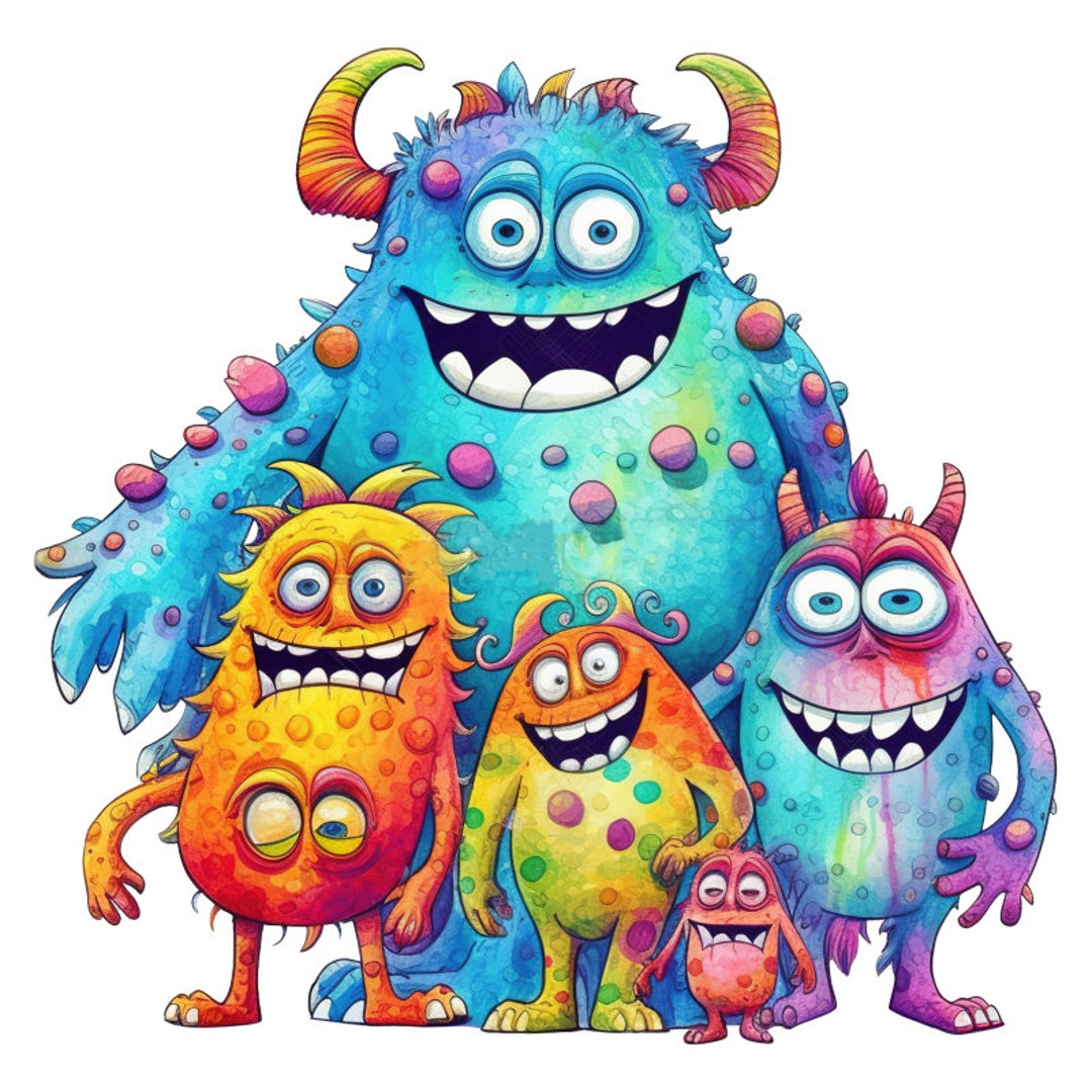 Happy Monster Family 100% Cotton Fabric Panel Square Small - Etsy