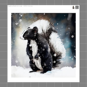 Winter Skunk 100% Cotton Fabric Panel Block Quilt Square E24 - Etsy