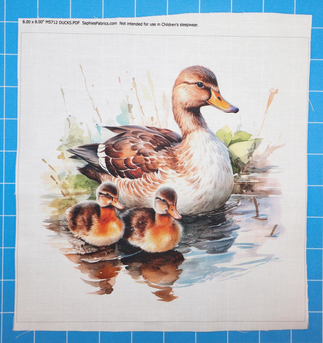 Ducks 100% Cotton Fabric Panel Block | Small Sewing Quilting Square ...