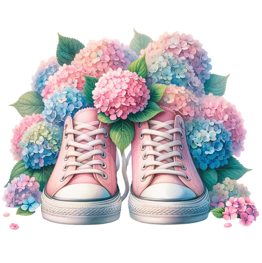 Floral Sneakers 100% Cotton Fabric Panel Square Small Sewing Quilting ...