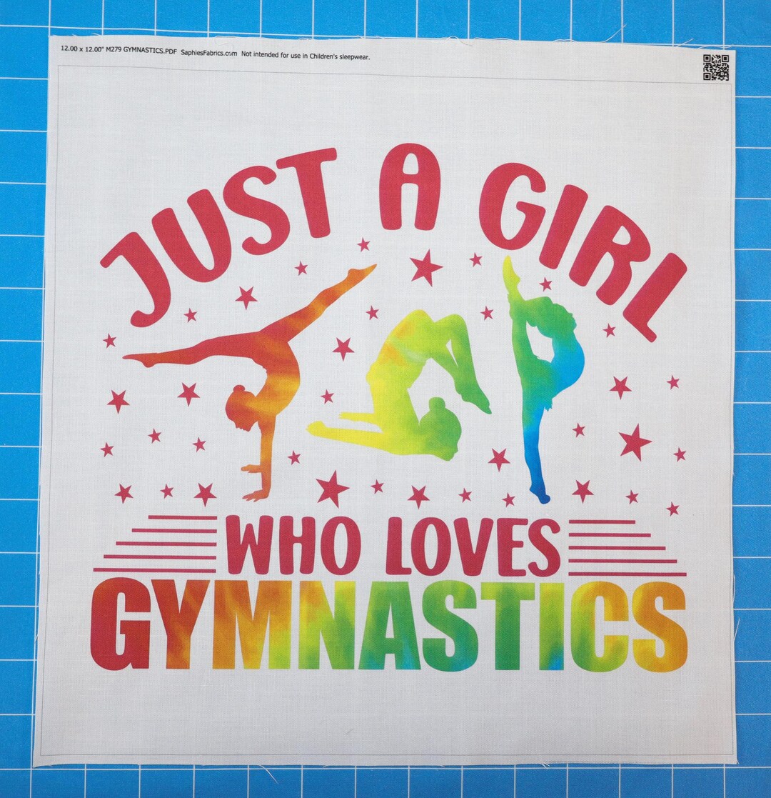 Girl Loves Gymnastics 100% Cotton Fabric Panel Block | Small Sewing ...