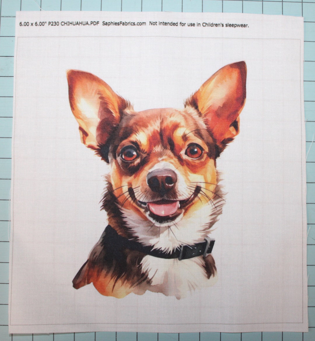 Chihuahua 100% Cotton Fabric Panel Block | Small Quilting Sewing Square P230 - Etsy