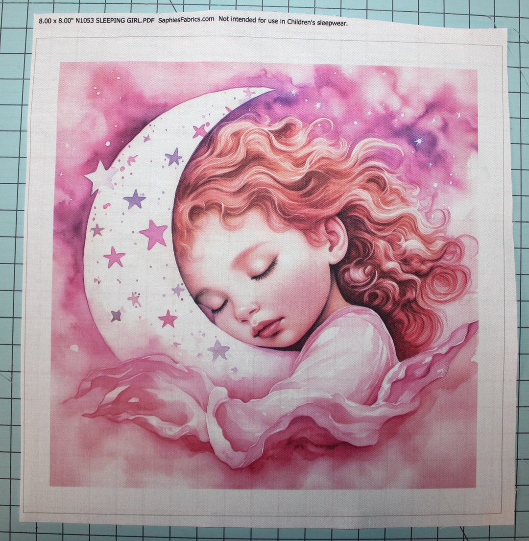 Sleepy Girl 100% Cotton Fabric Panel Block | Small Sewing Quilting ...