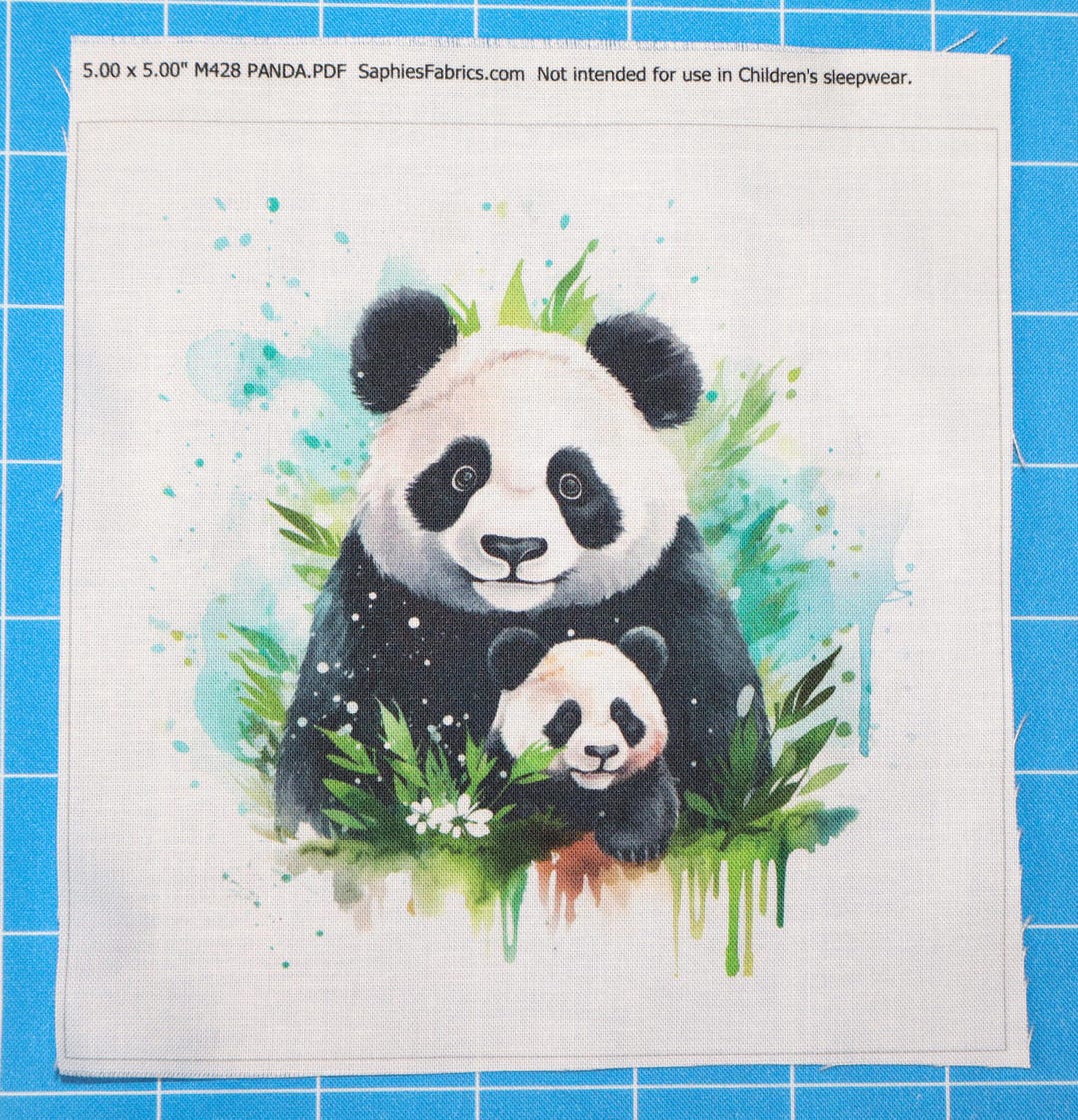Panda Bears 100% Cotton Fabric Panel Block | Small Sewing Quilting ...