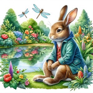 Garden Rabbit 100% Cotton Fabric Panel Block | Small Quilting Sewing ...
