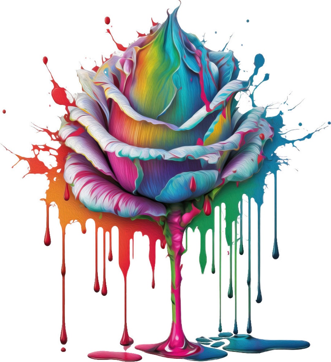 Watercolor Dripping Rose 100% Cotton Fabric Panel Square - Etsy